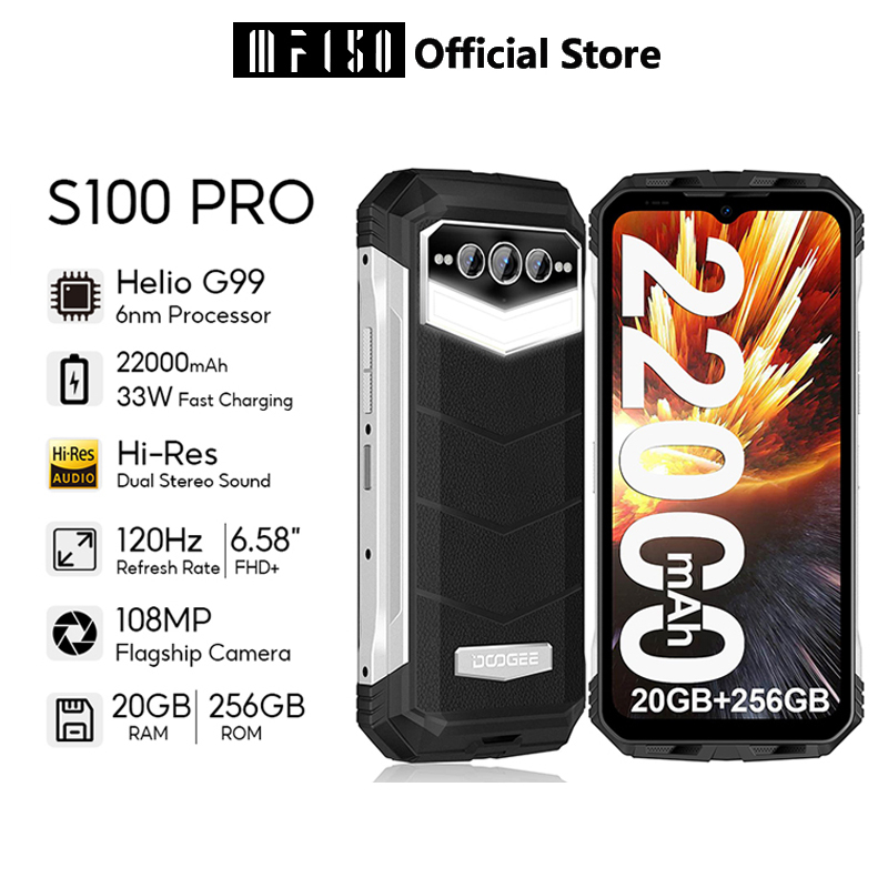 DOOGEE S100 PRO 22000mAh 20GB+256GB 4G Rugged Phone 120Hz Android 12 ...