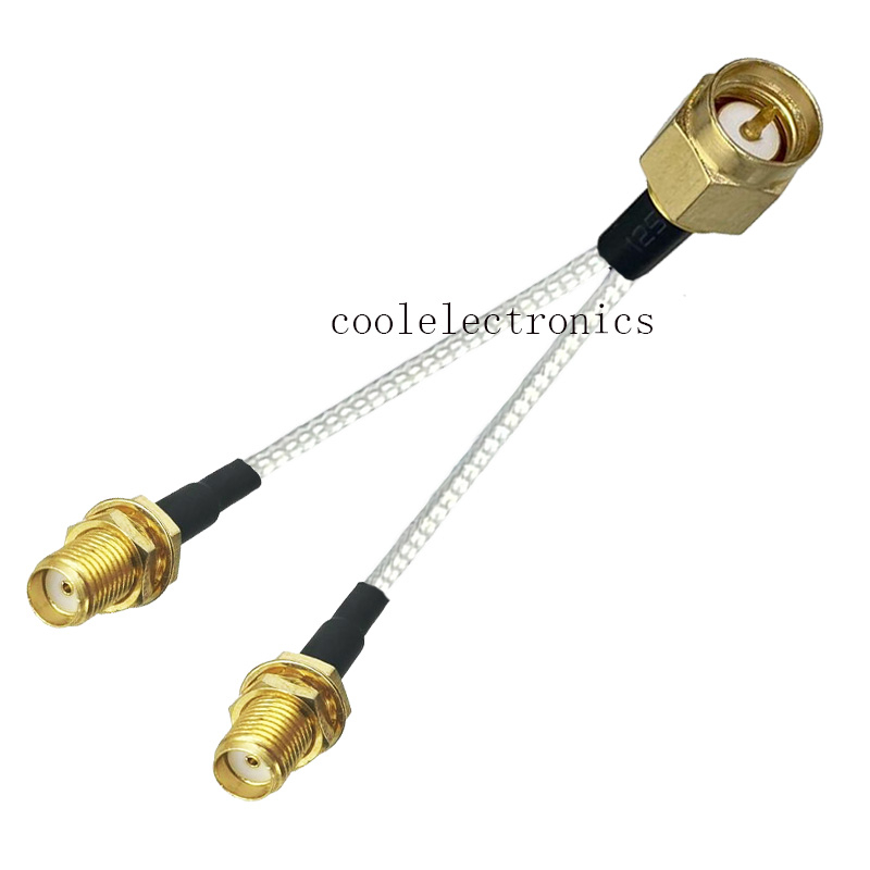 1pc White RG316 SMA male to 2 SMA Female Connector RF Pigtail Y Extension Cable 50ohm 10/15/20 ...