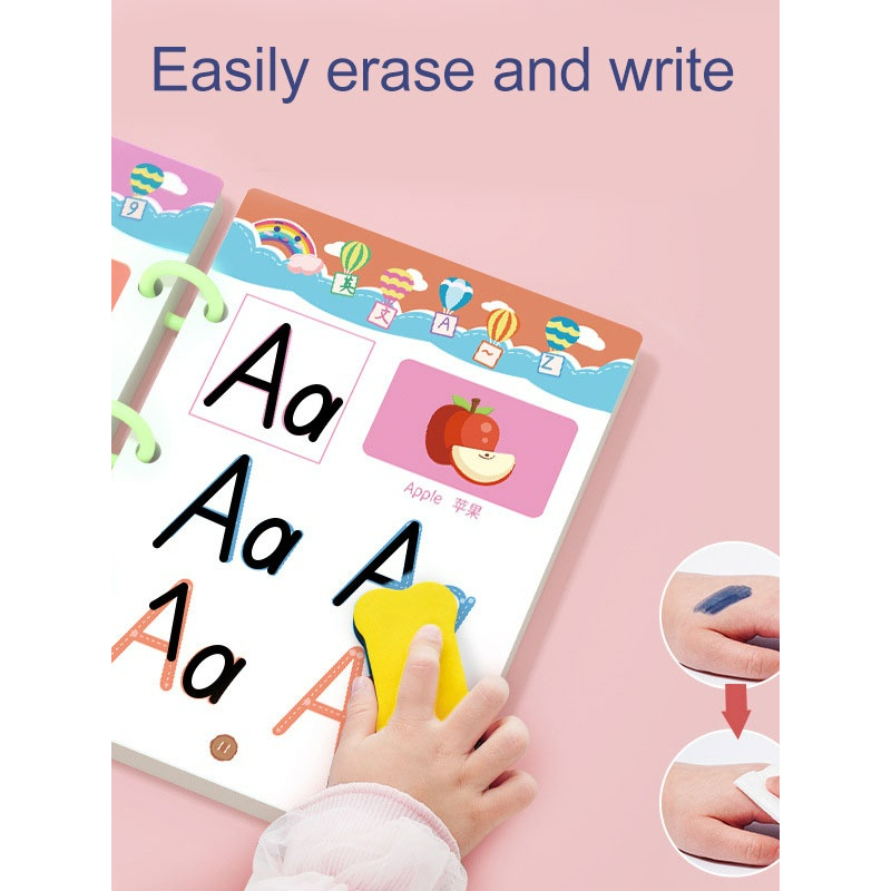 136 Page Tracing Book For Kids Training Coloring Book Erasable Writing ...