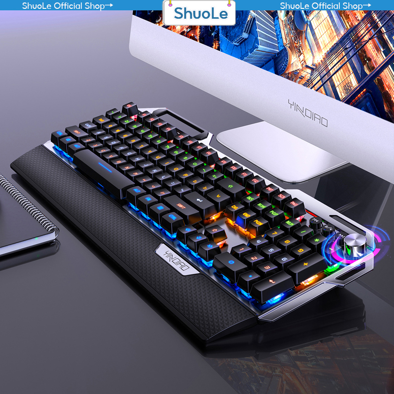 Mechanical Keyboard Hand Rest Knob Metal Panel Game Cyan Axis Wired USB ...