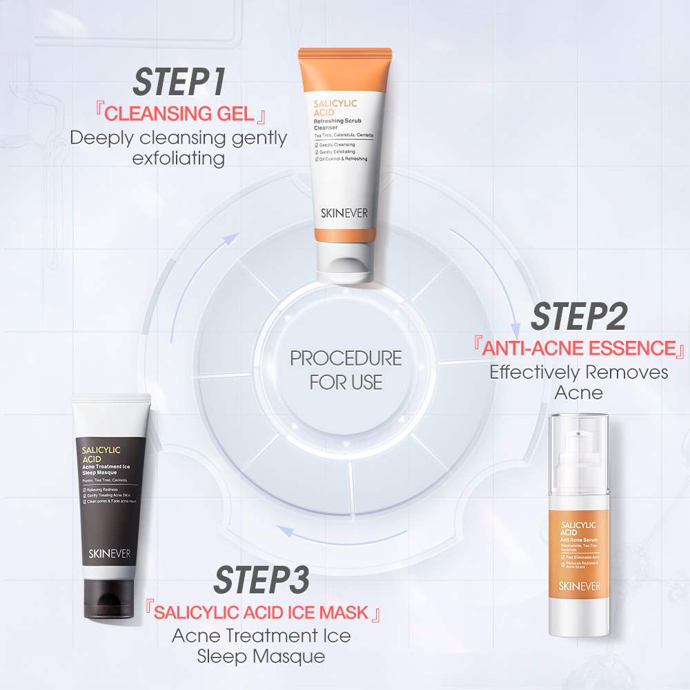 SKINEVER Salicylic Acid Skin Care 3pcs Set Acne Removal Essence Skin ...