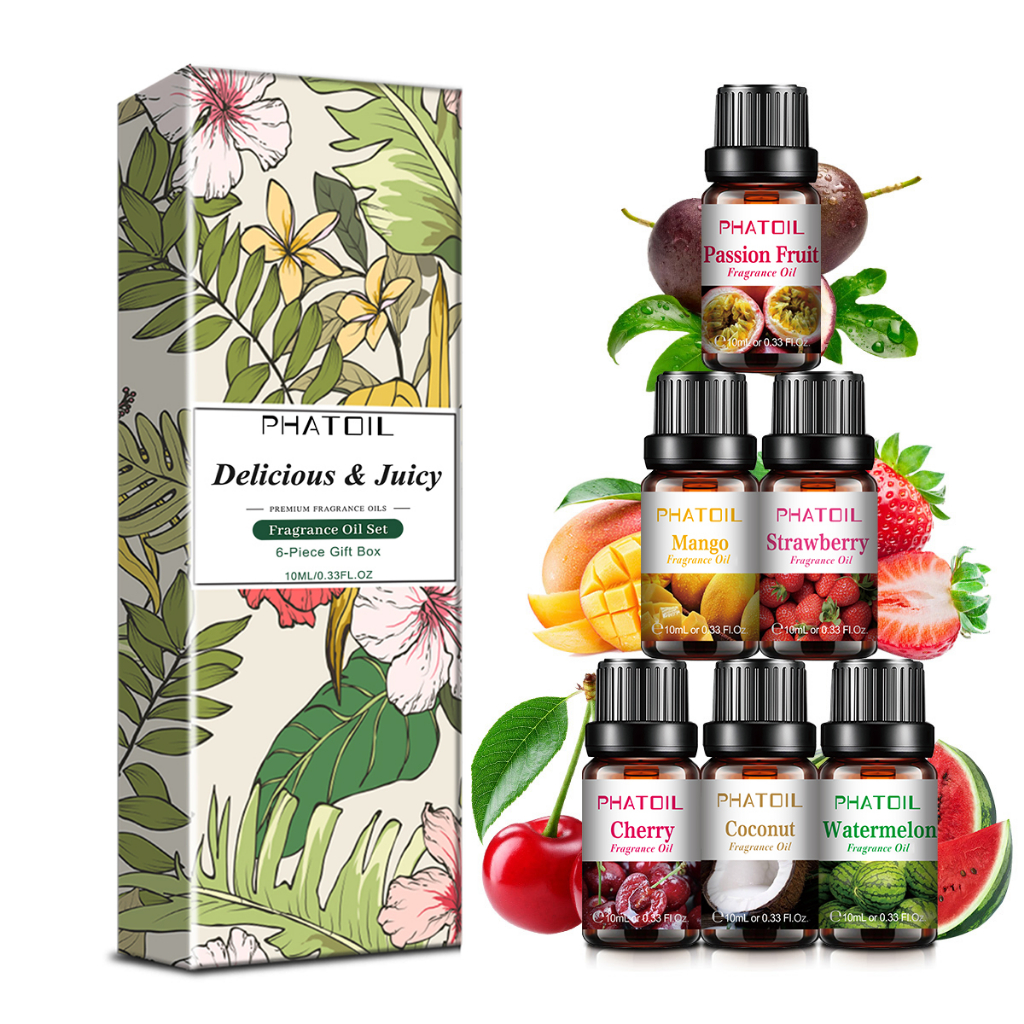 6PCS Set PHATOIL Fruit Fragrance oils Gift Box 10ml Fruity Aroma ...