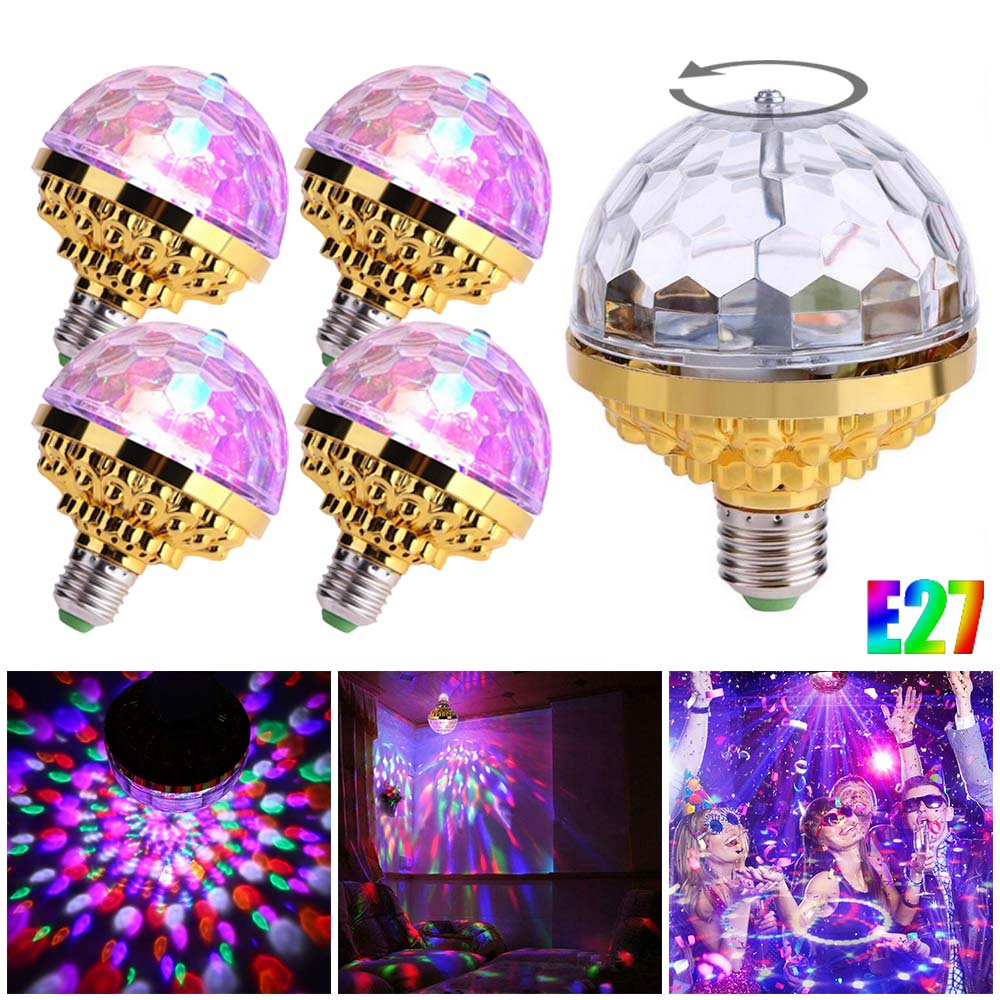 E27 6W Rotating Crystal Magic Ball LED Stage Light Bulb / 360-Degree ...