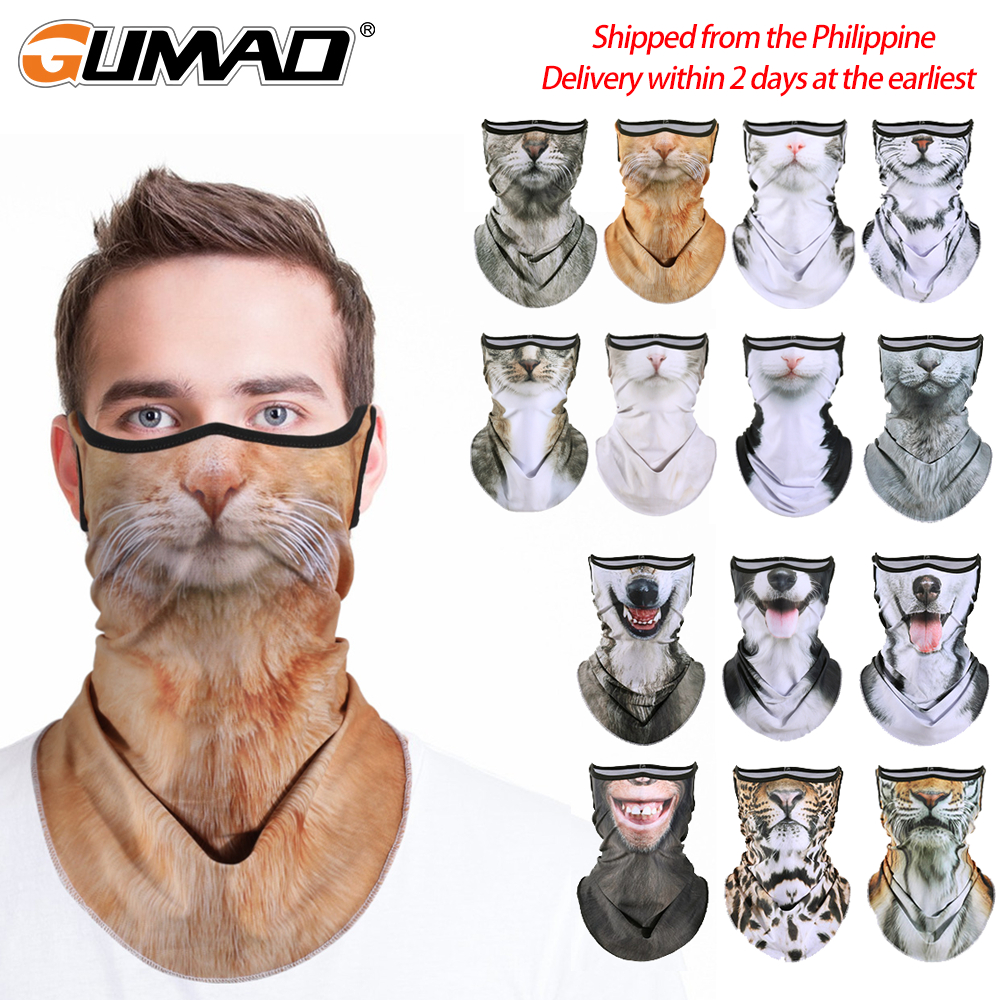 GUMAO 3D Animal Patterns Triangle Face Mask Hang Ear Breathable Scarf ...