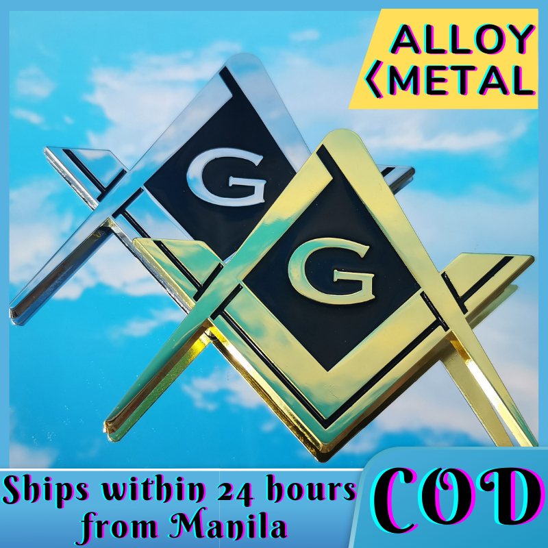 Gold Silver Metal Masonic Emblem for Car Sticker Waterproof Design 3M ...