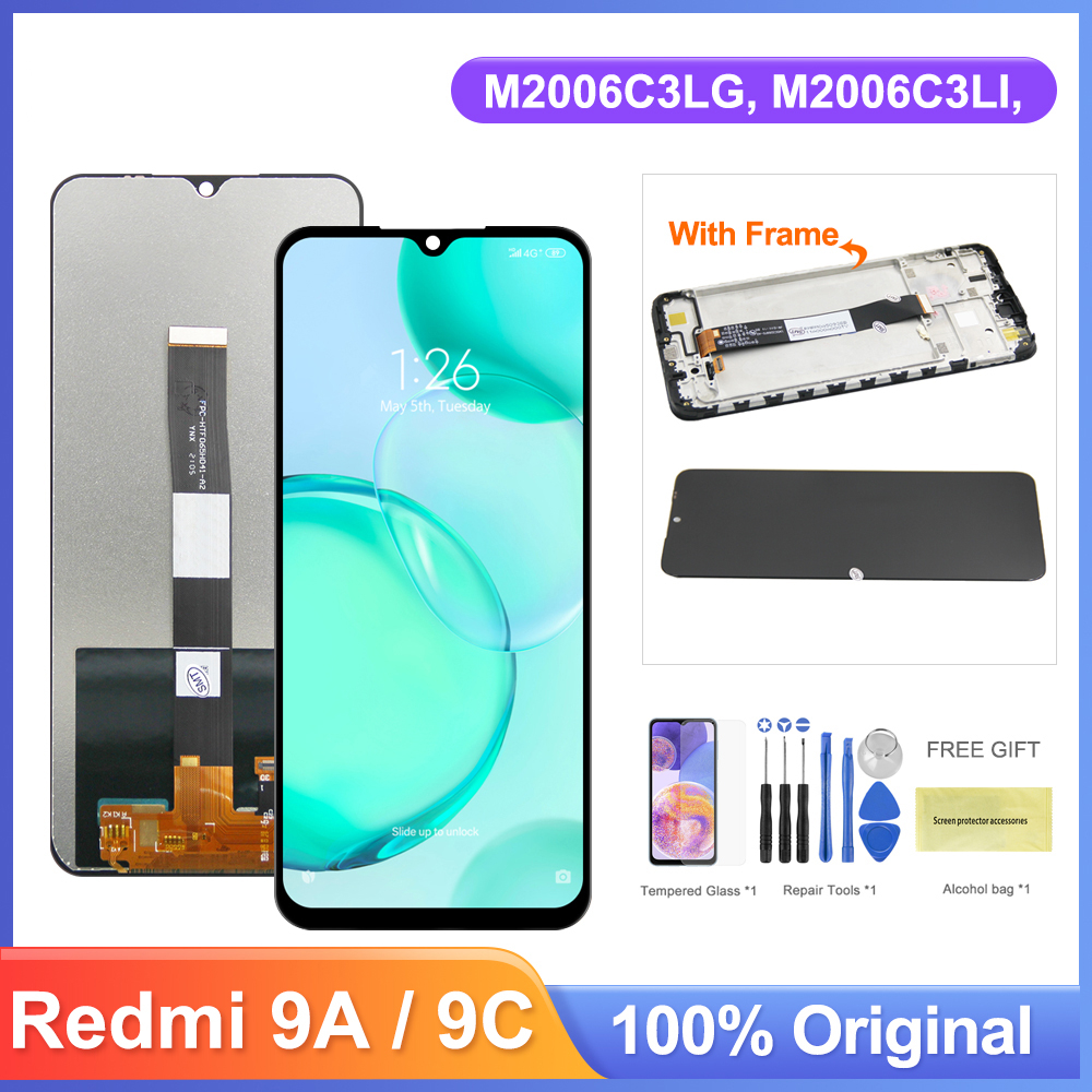 Original Redmi 9A 9C LCD Frame Display Touch Screen M2006C3LG M2006C3MG ...