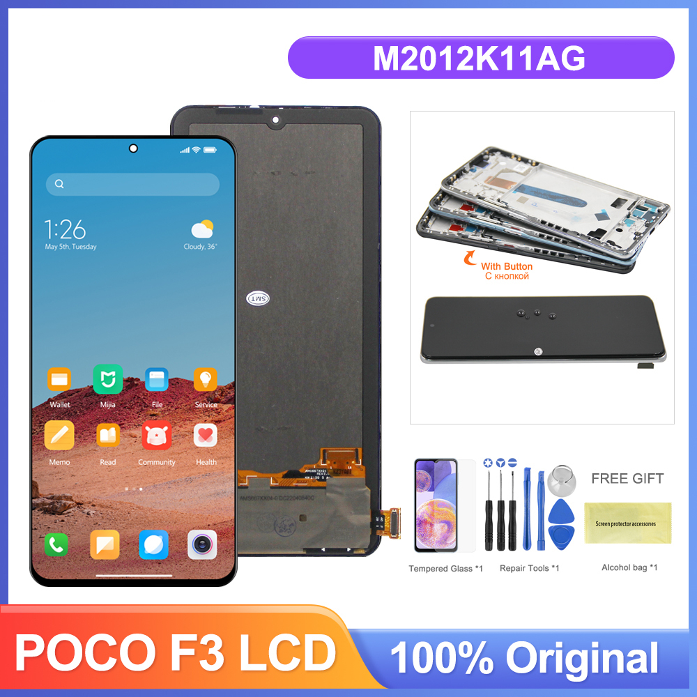 Originl AMOLED 120HZ For Poco F3 Lcd Display Xiaomi K40 Touch Screen Digitizers With Frame for ...