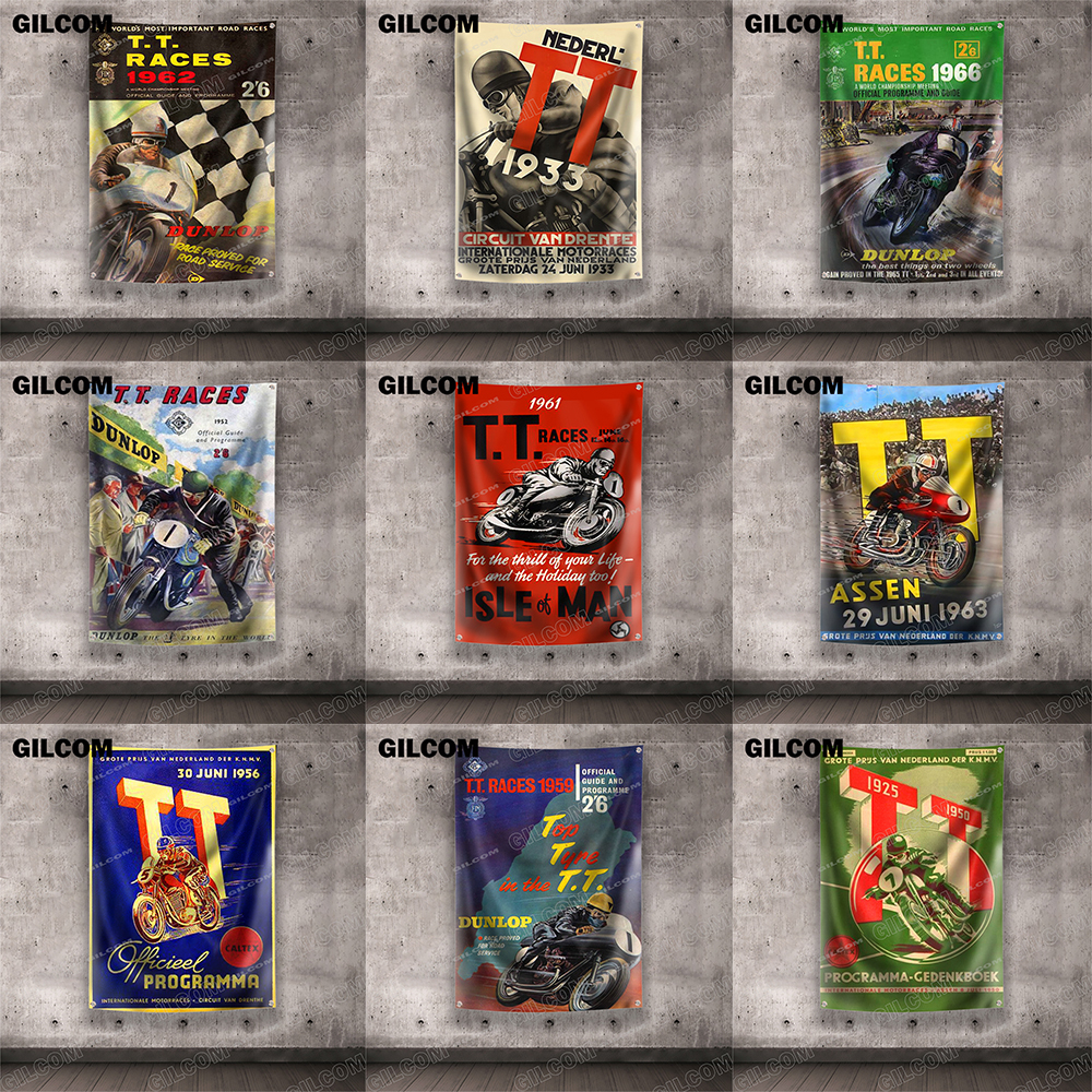 TT Isle Of Man Poster Flag TT Races 1963 Dunlop Officieel Programma ...