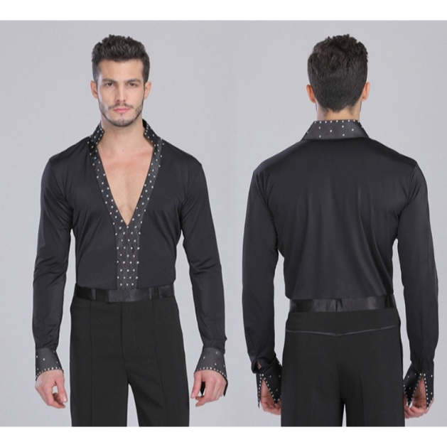 Cha Cha Dance Practice Suit Modern Social Dance Long Sleeve Men's Latin ...