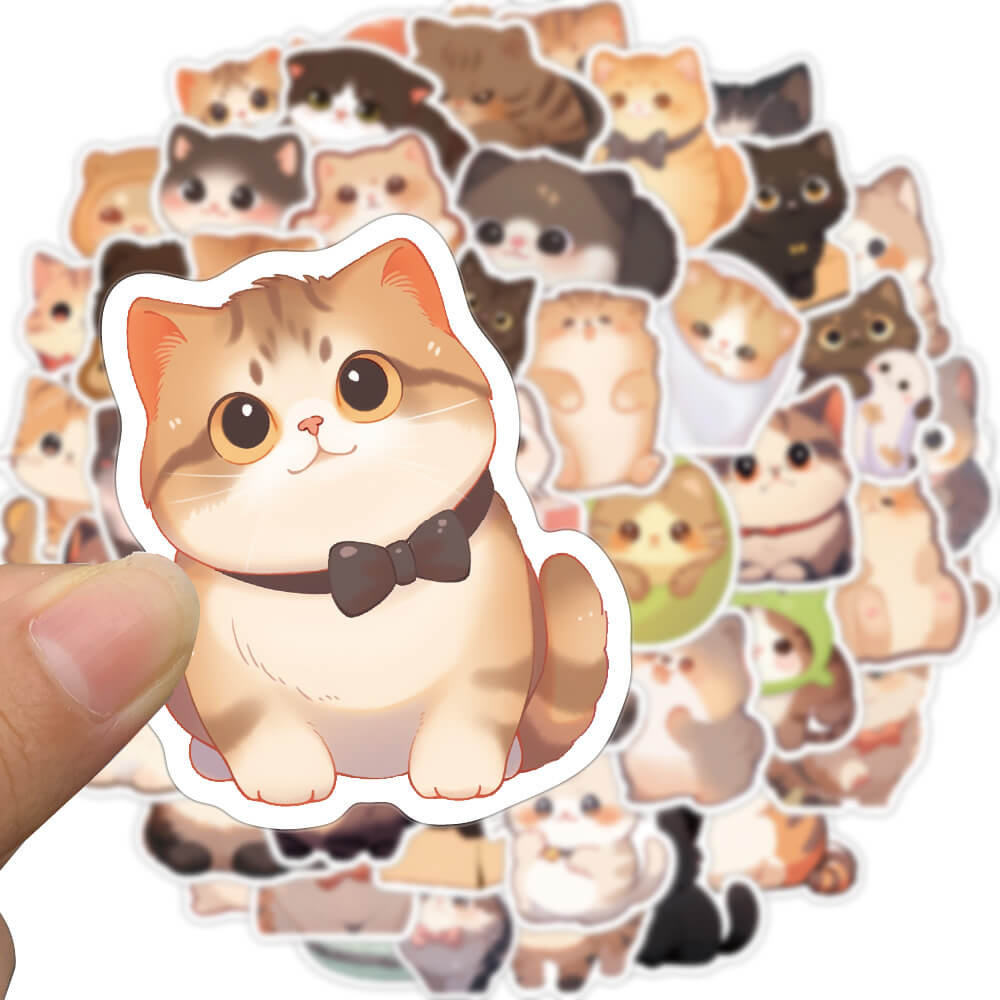 [Large sticker]50PCS Cartoon Cute Funny Cat Animal Stickers for Bike Skateboard Car Helmet ...
