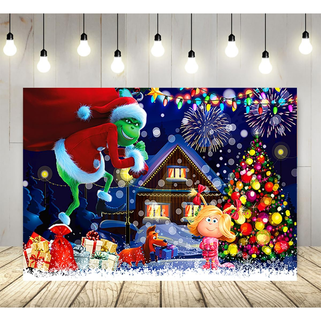 5x3ft Santa Claus Grinch Photo Background Merry Christmas Photography ...