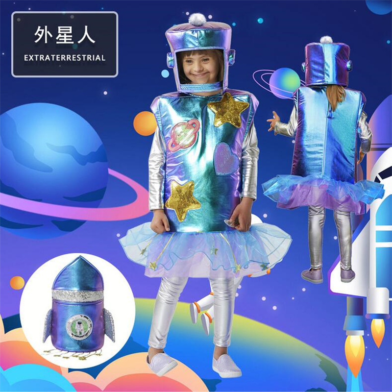 Kids Funny Alien Dress Costume 2pcs/Set Girls Cute ET Astronaut ...