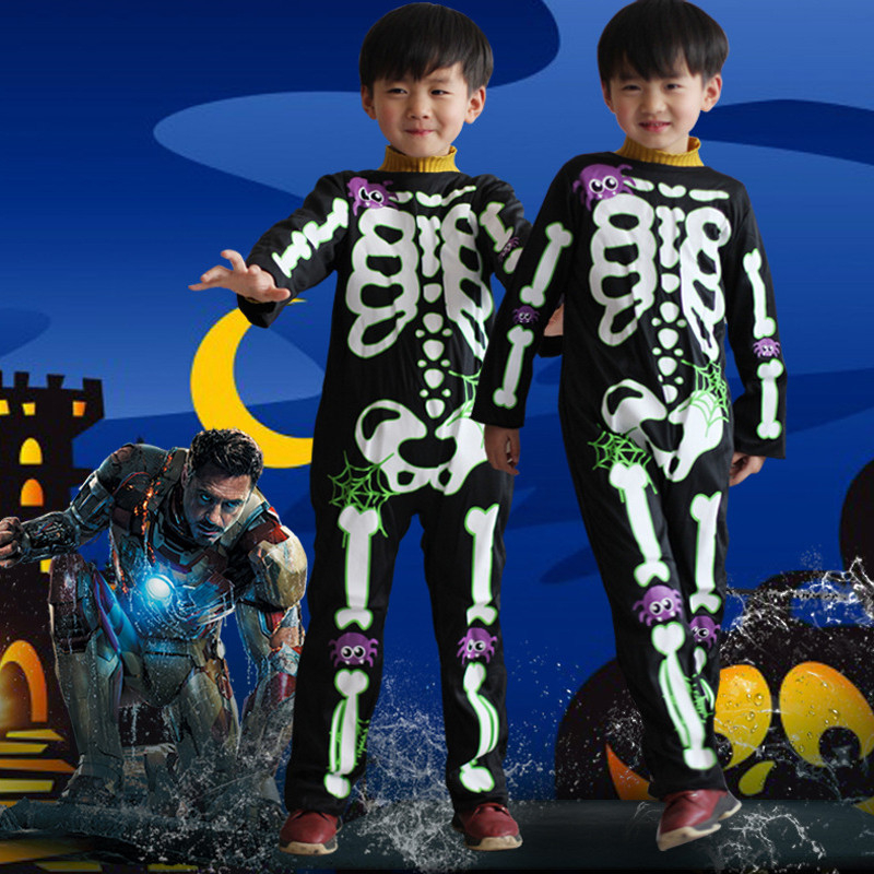 Practical Halloween Skeleton Pattern Clothes Kids Cosplay Costume Party ...