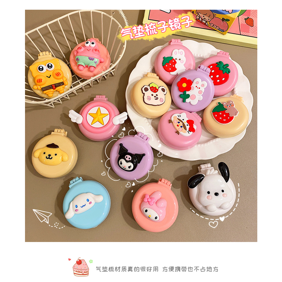 Folding Comb Airbag Massage Hair Brush With Mirror Anti-static Comb OW ...