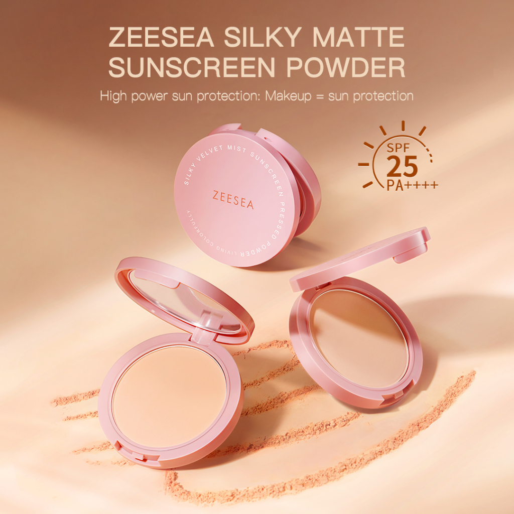 ZEESEA Sunscreen Compact Powder SPF 25 PA++++ Face Powder Oil Control Waterproof Compact Pressed ...