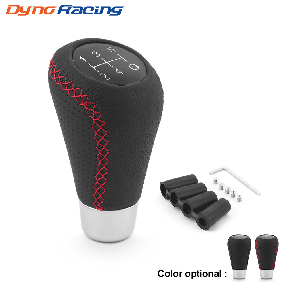 Universal 5 Speed Gear Shift Knob Manual Leather Red Stitch M8 M10 M11 ...