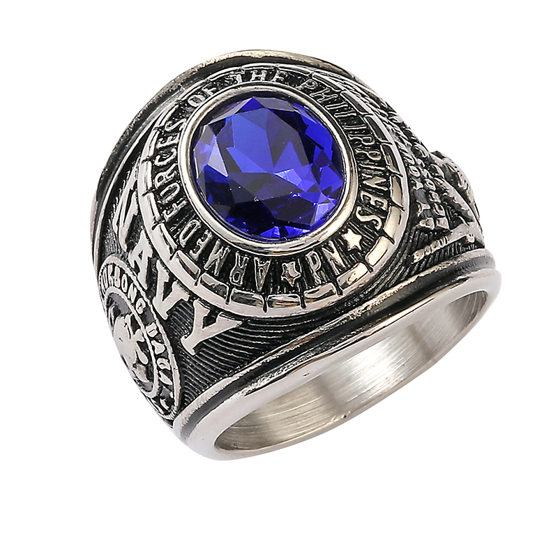 PN Bull Ring Solid Pure Stainless Steel Gemstone Philippine Navy Ring ...