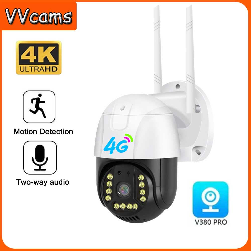 VVcams V380 4K 8MP 4G LTE Sim Card CCTV Camera FHD IP Wireless Outdoor ...