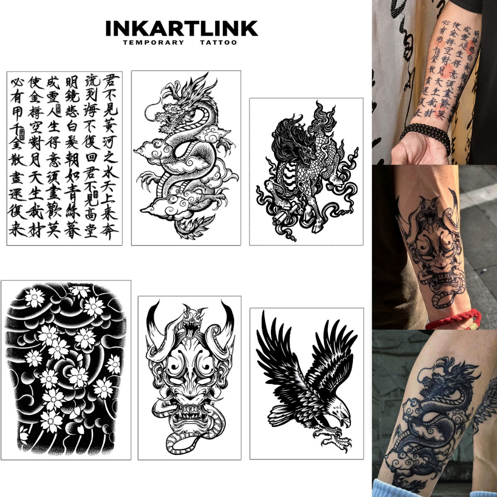 6 sheets/set New large picture temporary tattoo stickers, waterproof ...