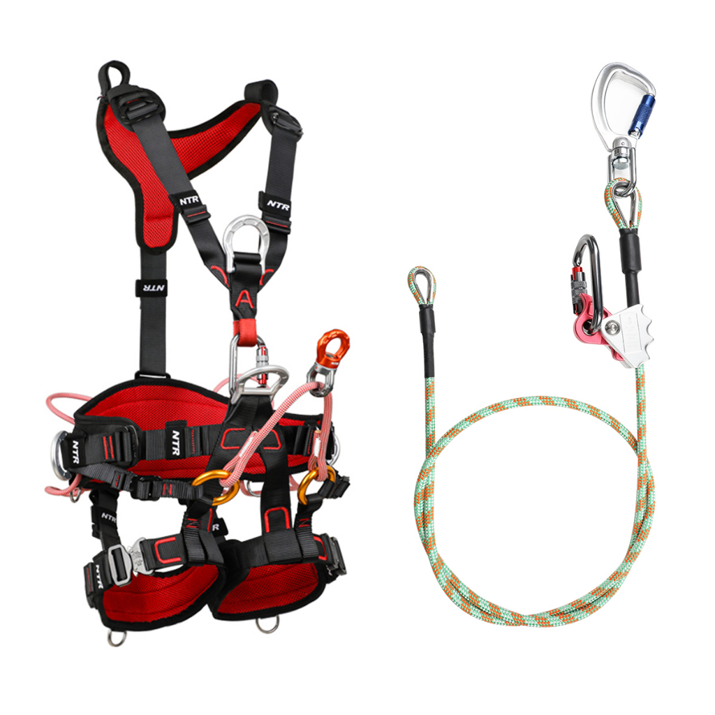 Safety Full Body Harness and Swivel Carabiner Wire-core Positioning ...