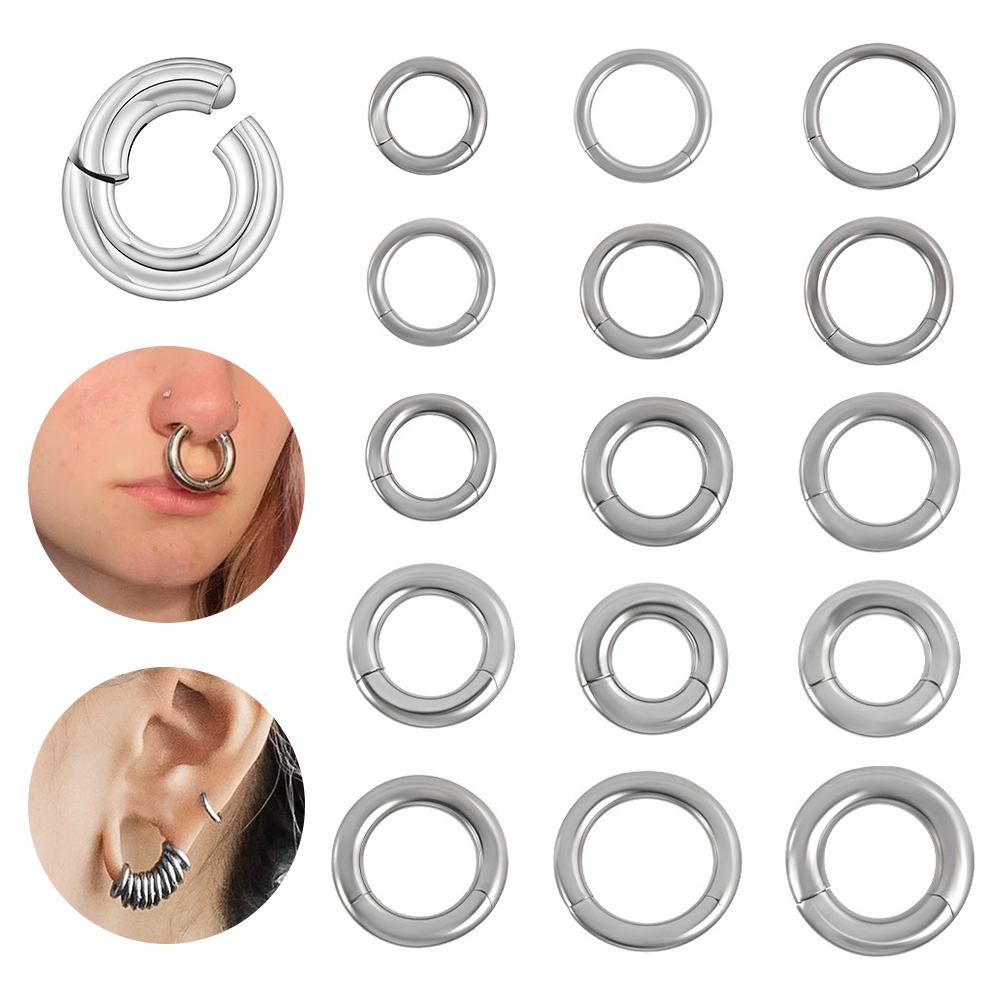 1 Piece 2/4/6/8/12G Large Gauge Stainless Steel Hoop Ring Clicker Ear ...