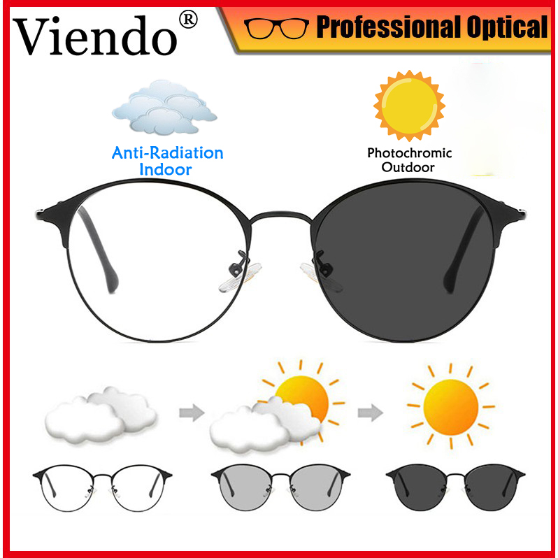 Photochromic Anti Radiation Eye Glasses For Women Men Anti rad 2 in 1 ...