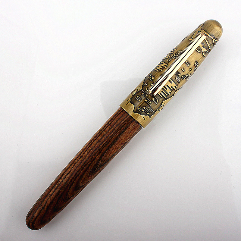 Jinhao 9056 Fountain Pen Wooden Ink Pen F Nib Converter Filling ...
