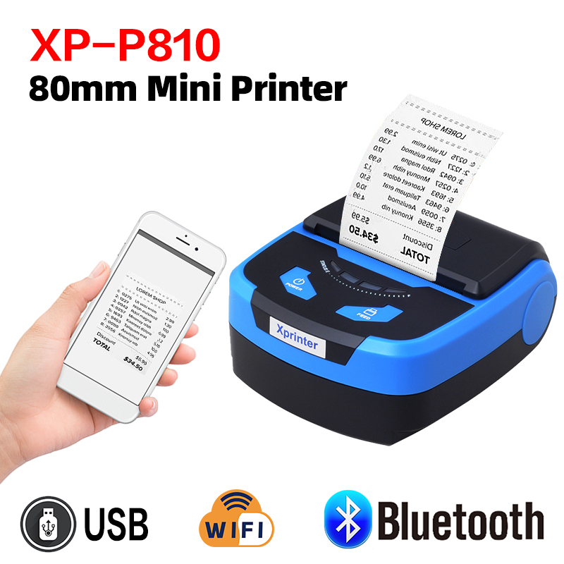 Mini 80mm Thermal Printers Xprinter P810 Wireless Portable Receipt ...