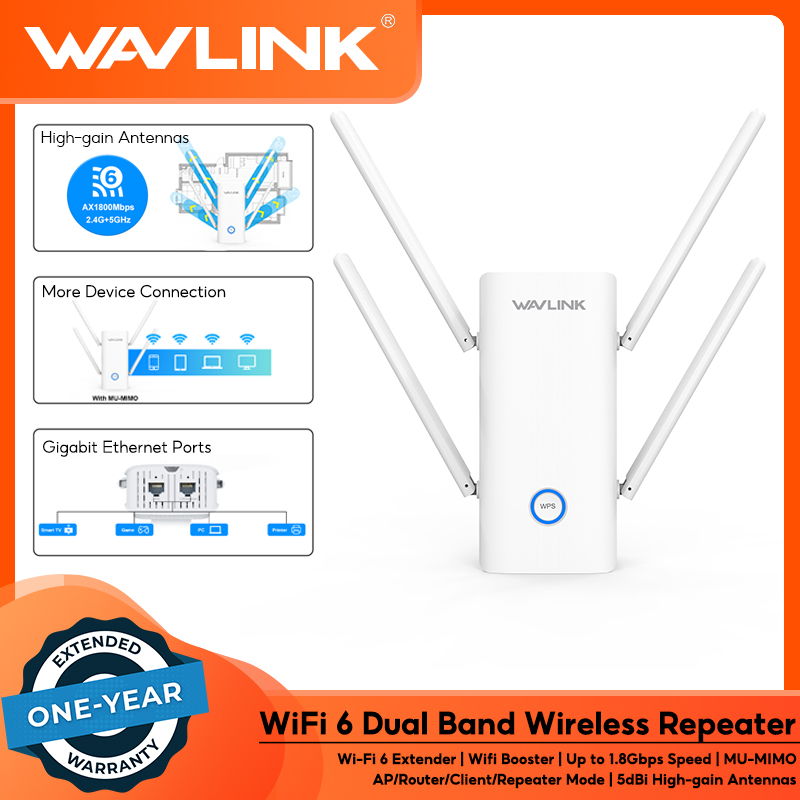 WAVLINK AX1800 WiFi 6 Repeater Wifi Signal Booster Dual Band Wifi ... WAVLINK AX1800 WiFi 6 Repeater Wifi Signal Booster Dual Band Wifi ...