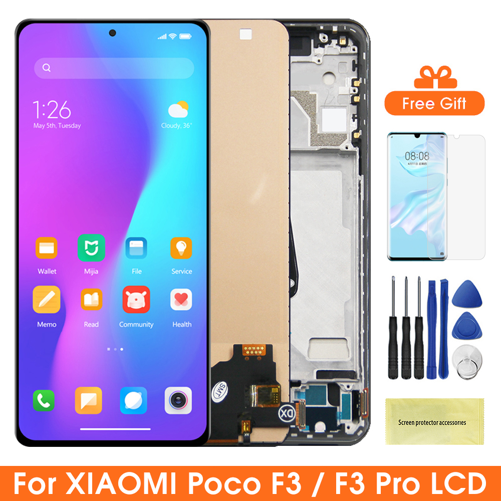 TFT High Quality For Xiaomi POCO F3 LCD Display Touch Screen Digitizer Replacement With Frame ...