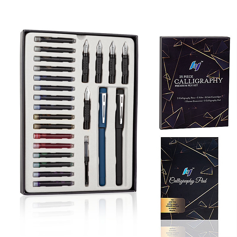 25-Piece Calligraphy Pen Writing Set - 2 Calligraphy Pens, 5 Size ...