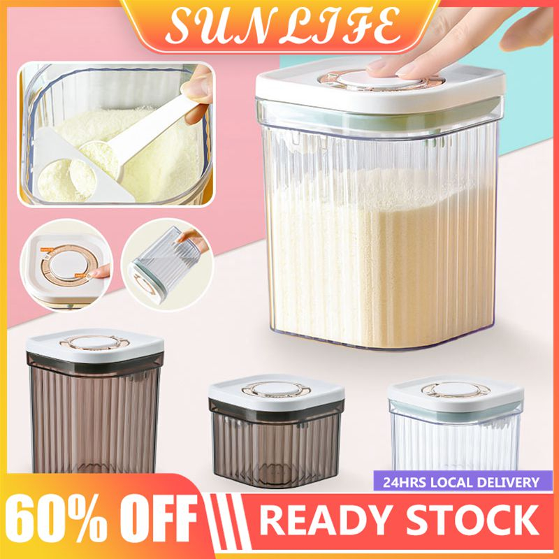 Sunlife Air Tight Milk Powder Container Milk Storage Can with Spatula ...