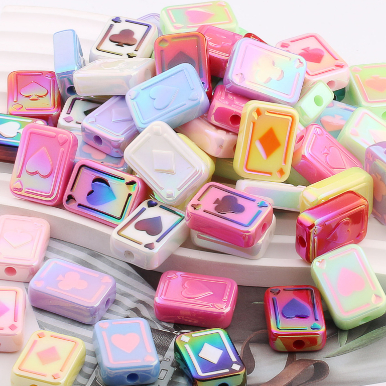 20pcs Acrylic UV Color Plated Solid Color Oil Dripping Playing Card ...