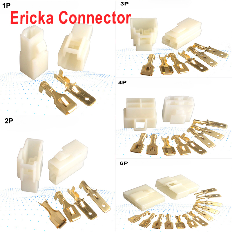 5sets 6.3MM TERMINAL SOCKET CONNECTOR GENERAL WIRE CONNECTOR 1Pin 2Pin ...