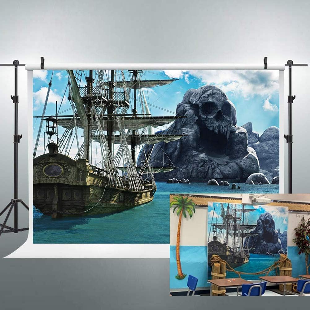 5x3ft Pirates Island Photography Backdrop Ship Cruises Caribbean Sea ...