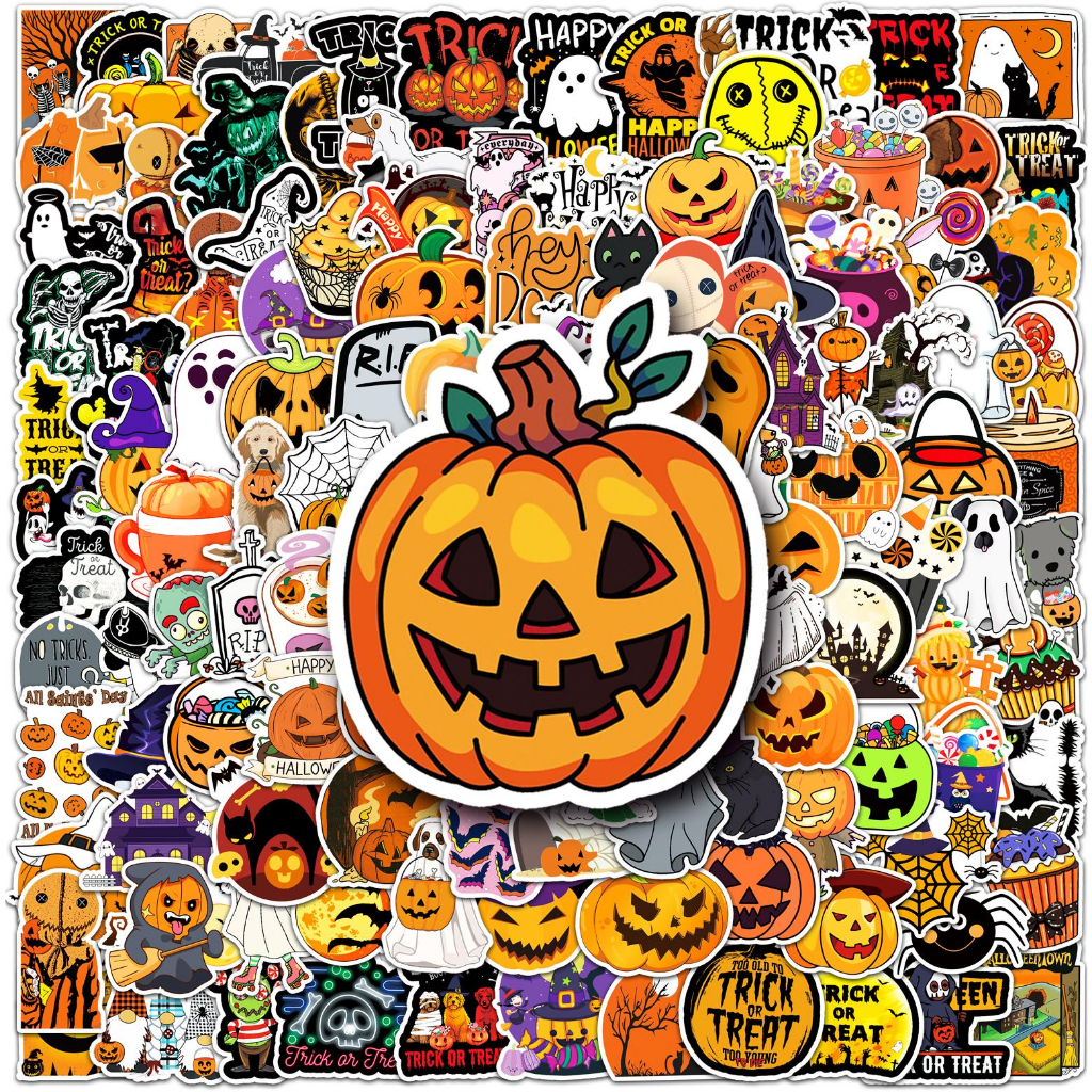 200/100 Piece Funny Halloween Pumpkin Stickers Waterproof DIY For ...
