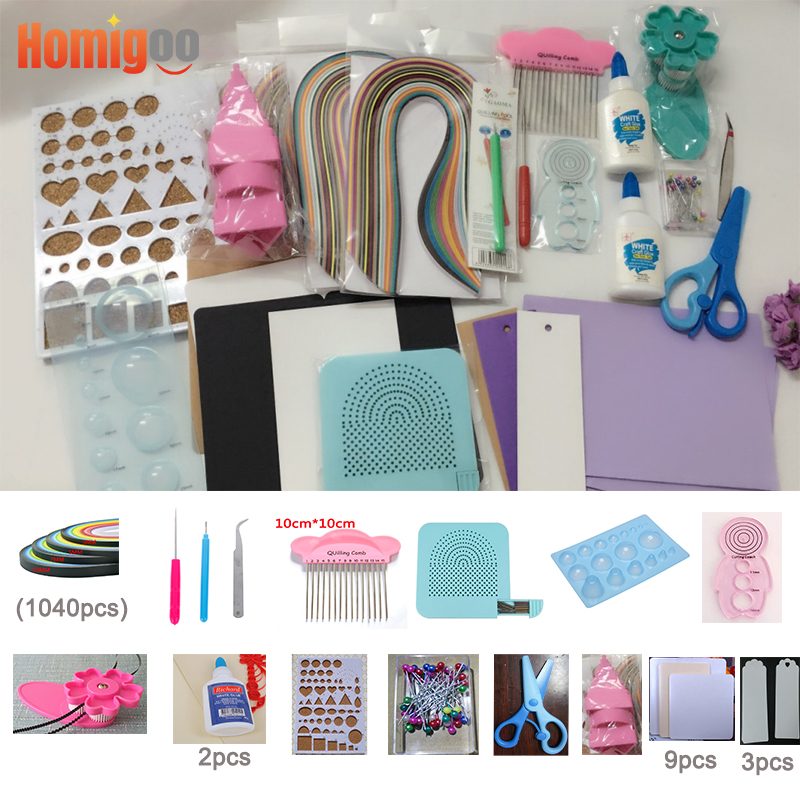 Homigoo Quilling Paper Material 1040 Strips Paper with 26 Kinds ...