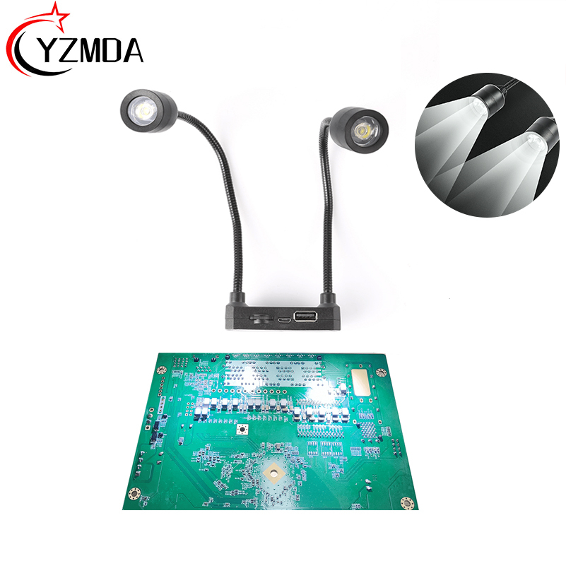 Clamp USB Dual Gooseneck Adjustable LED Spot Light Illuminator Lamp ...