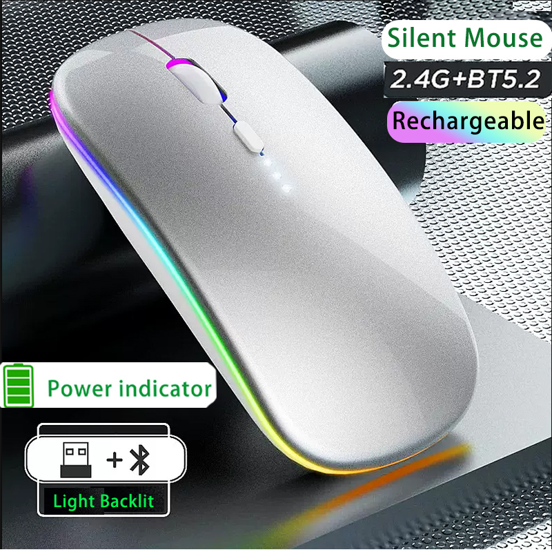 Wireless Bluetooth Mouse For iPad/macbook laptop Silent LED light ...