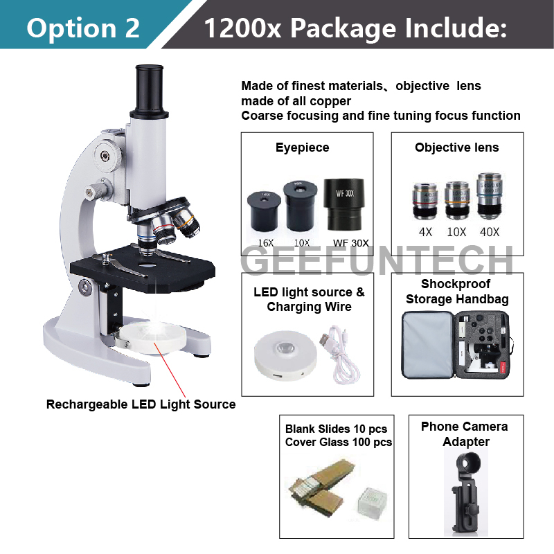 Geefuntech Professional Biological Microscope 640x-6000x All-Metal With ...