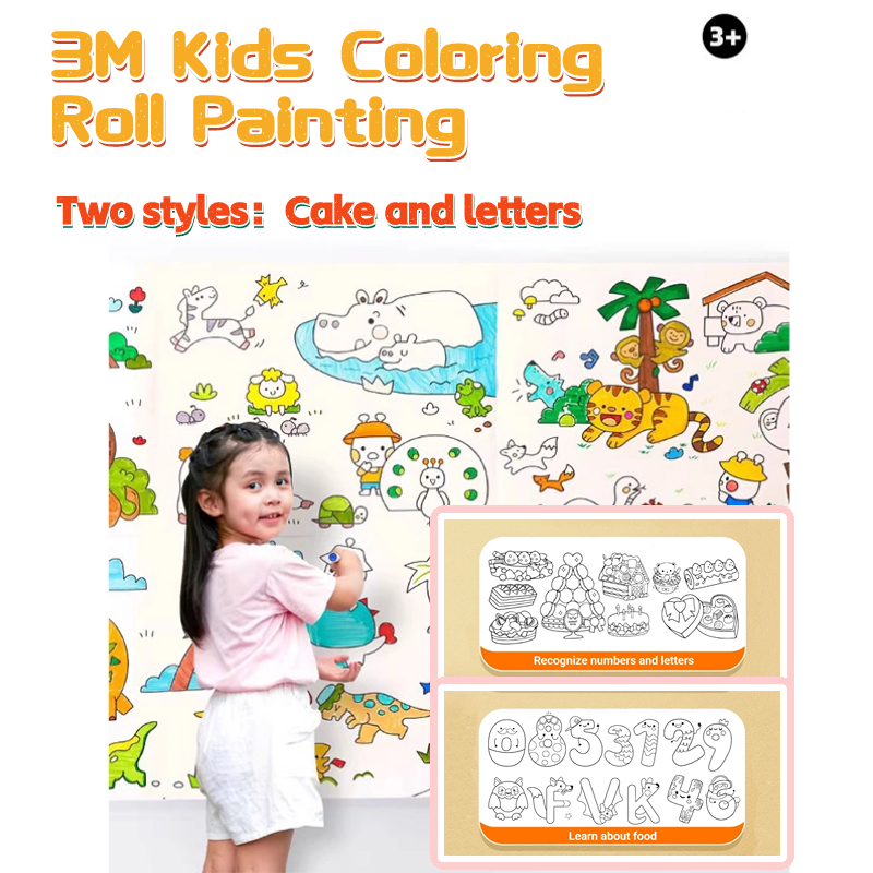 3M Kids Coloring Roll Painting Rolls Drawing Paper Children's Graffiti ...