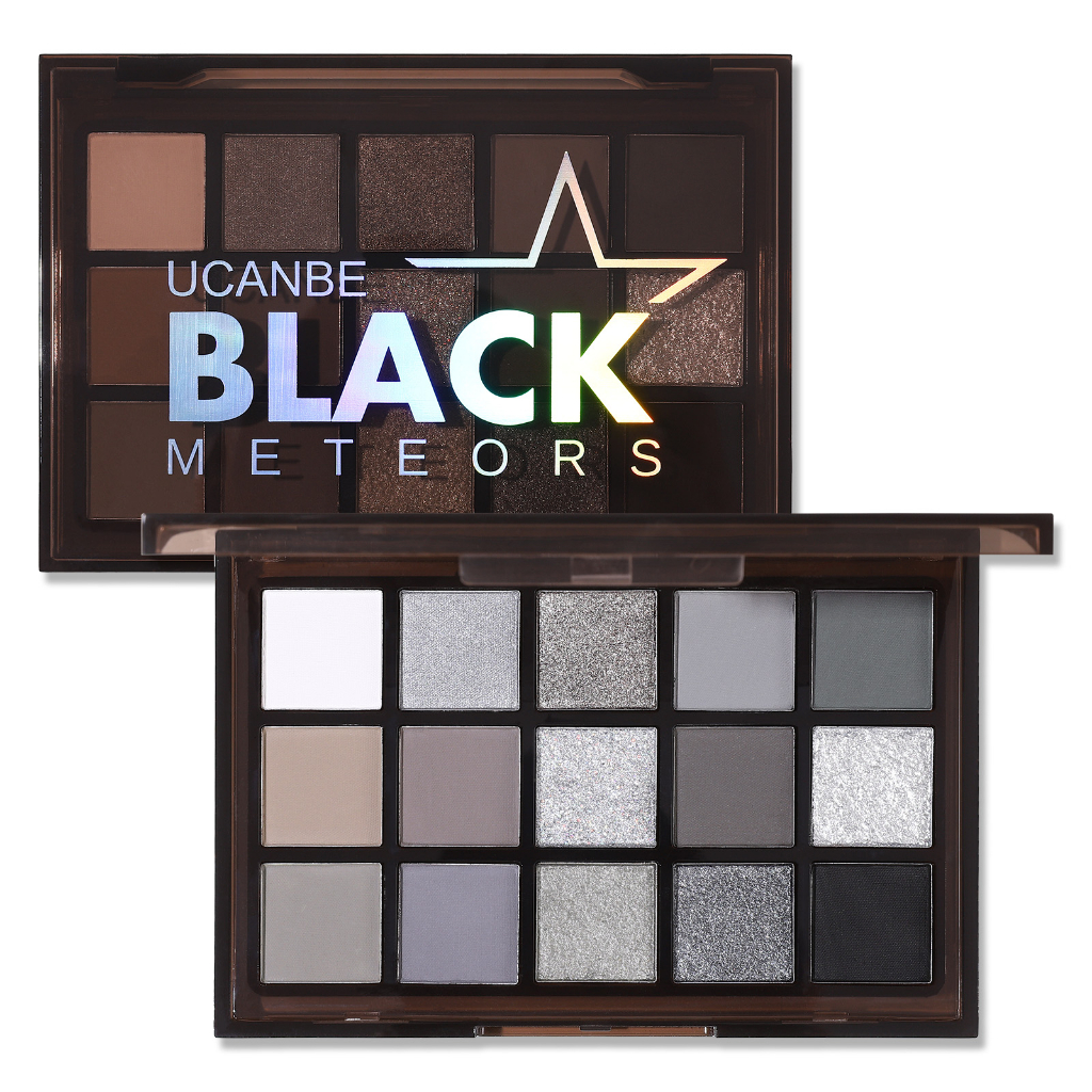 UCANBE Smokey Black Eyeshadow Palette, 15 Colors Dark Shimmer Matte ...