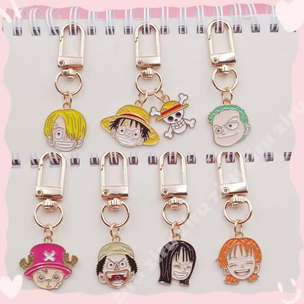 One Piece Anime Characters Keychains Luffy Roronoa Zoro Alloy Key Ring ...