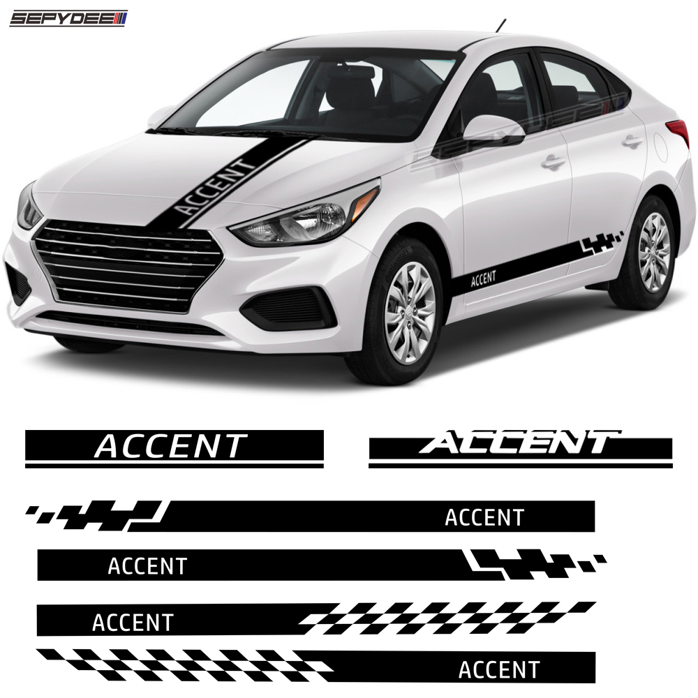 [Ready Stock] Car Hood Bonnet Side Stripes Skirt Sticker for Hyundai ...