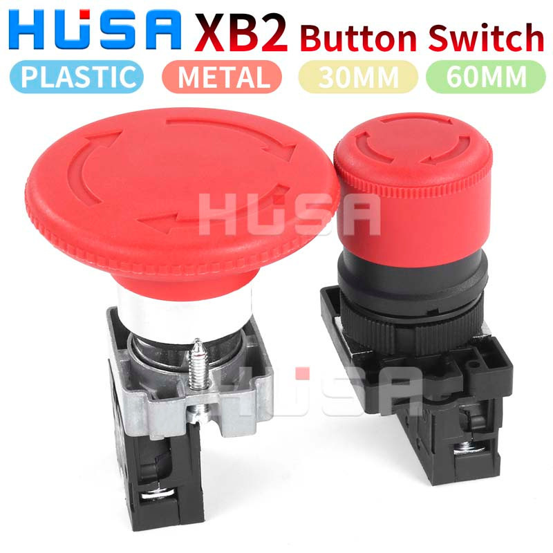 XB2 button switch self-reset key mushroom head 60 30mm start 1NC normally closed momentary ...