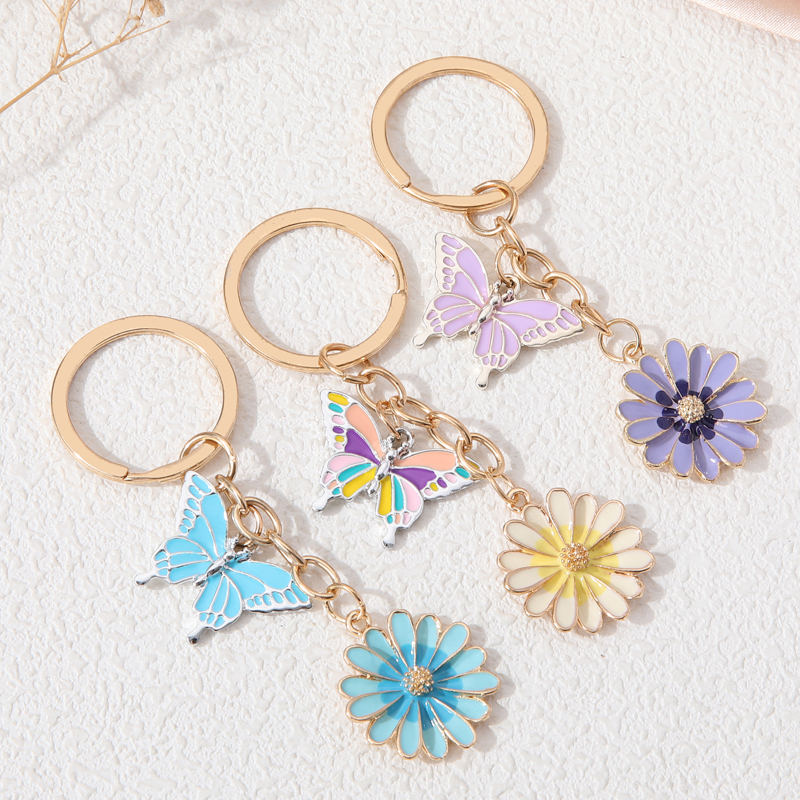 Pretty Flower Butterfly Key chains For Friend Gift Handmade Jewelry ...