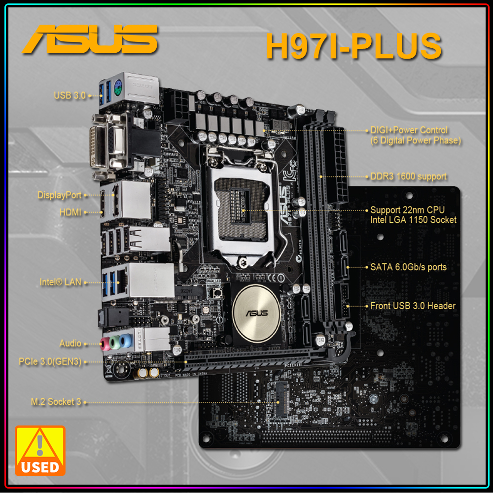 LGA 1150 Motherboard ASUS H97I-PLUS Intel H97 Motherboard 2×DDR3 16GB ...