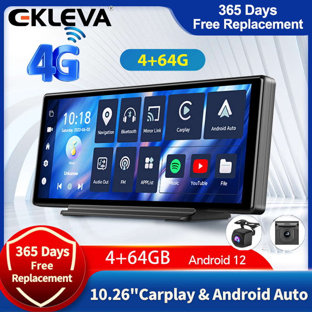 EKLEVA 10.26 Inch Carplay Android AUTO Car DVR ADAS 4G Dash Cam GPS Nav ...