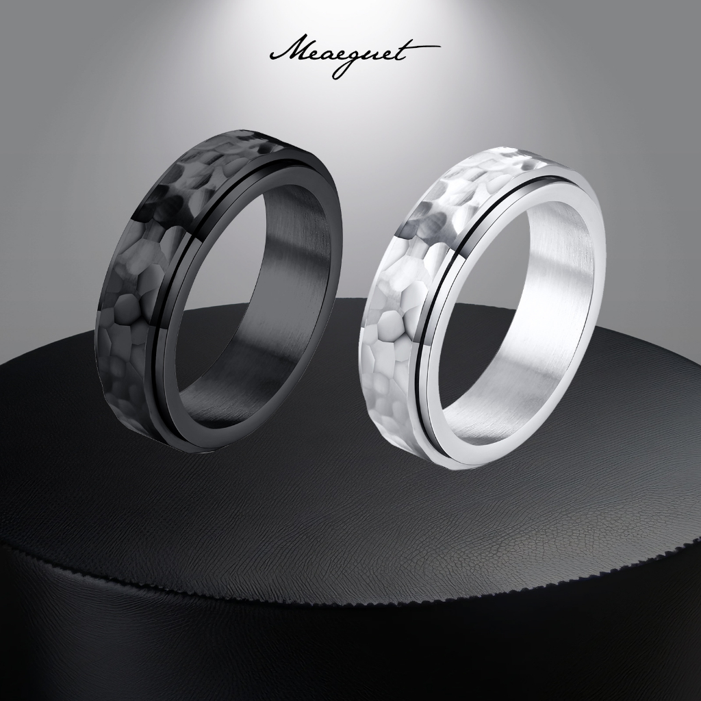 Meaeguet Rock Punk Wedding Rings for Men Stainless Steel Spinner ...