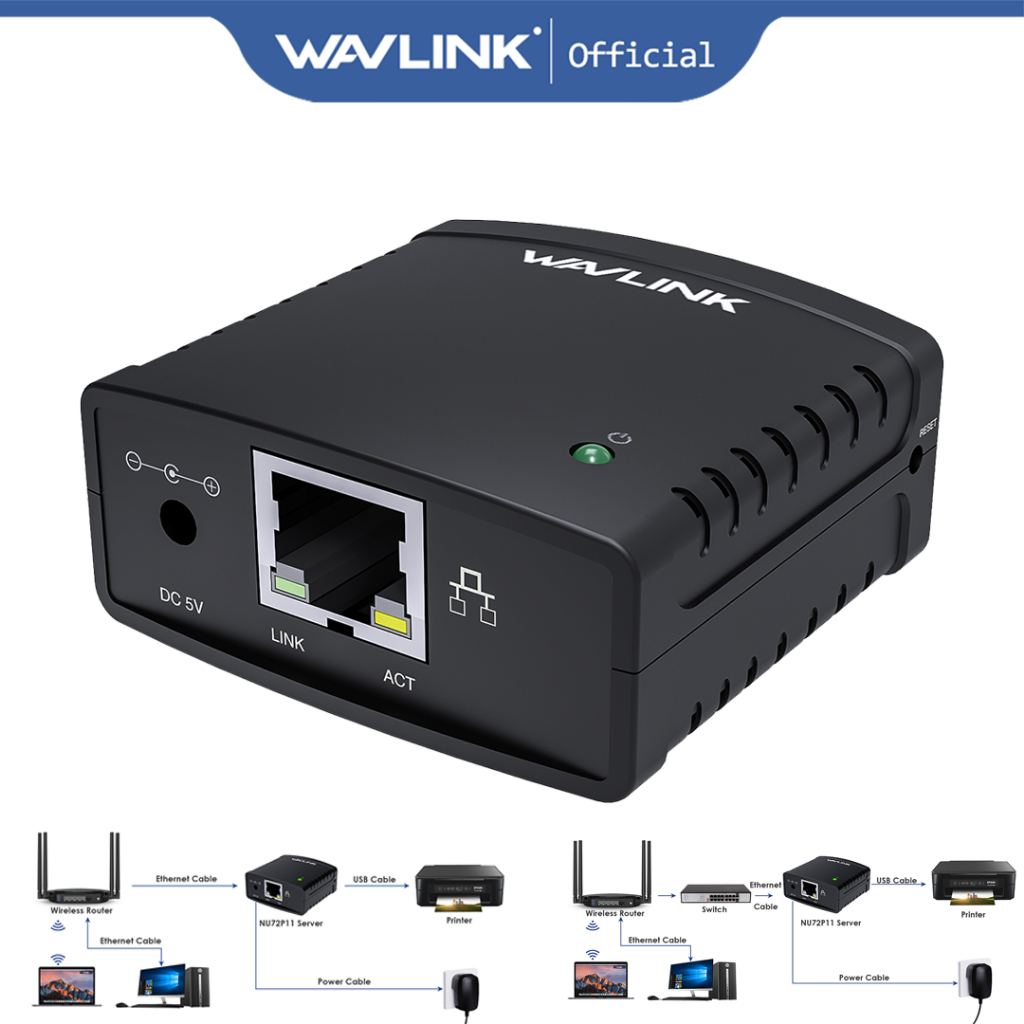 Wavlink USB 2.0 Port LPR Printer Server MFT With 10/100Mbps Ethernet ...